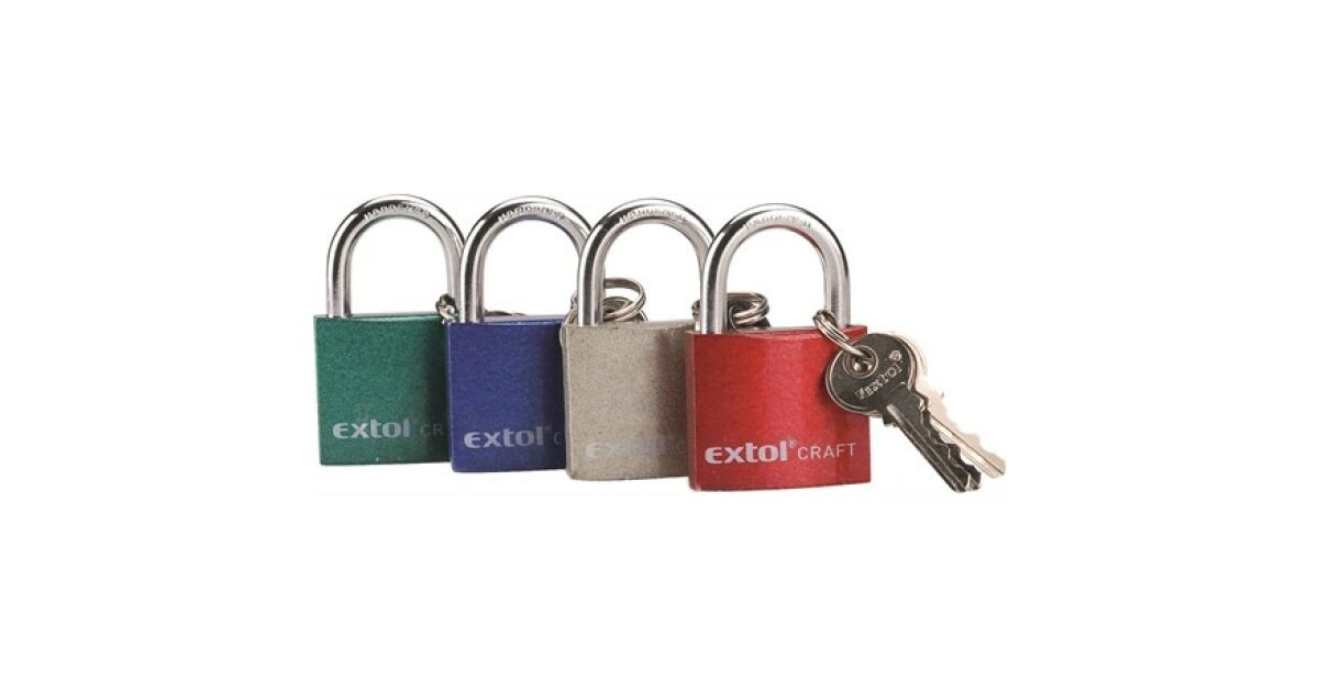 Lacat din fonta colorat, EXTOL CRAFT, 77020, 38mm, 3 chei | Pepita.com