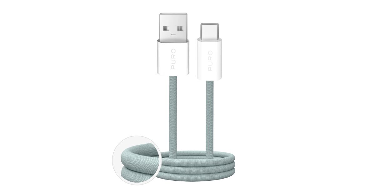 Kabel przewód USB-A - USB-C w oplocie Fabrik 2.0 10W 1.5 m - zielony ...