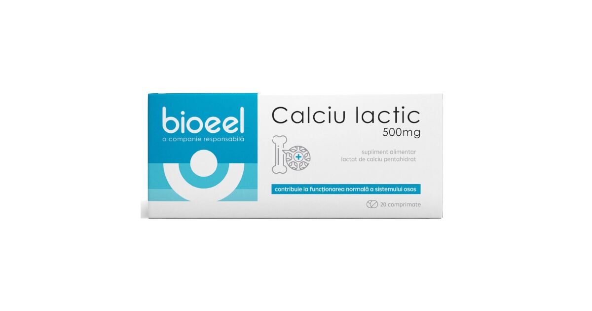 Calciu Lactic, 500 mg, 20 comprimate, Bioeel | Pepita.com