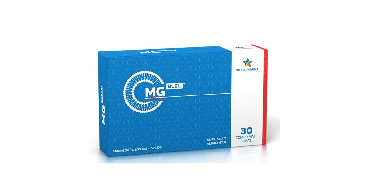 Magneziu incapsulat + Vitamina D 3 Mg Bleu, 30 comprimate, Bleu Pharma ...