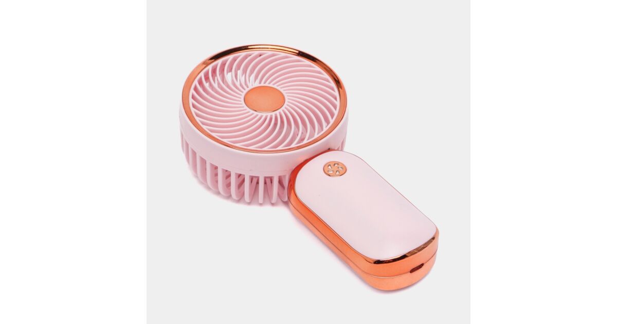 Mini wiatrak wentylator biurkowy przenośny akumulator usb różowy gold ...