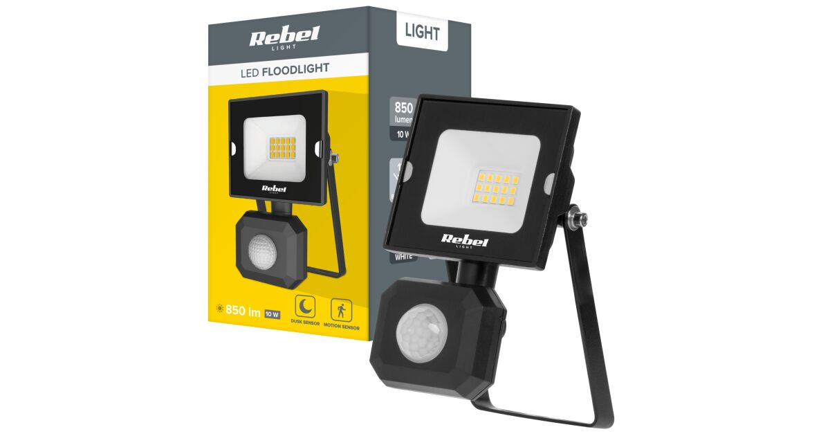 Halogén reflektor LED lámpa 10W alkonykapcsolós mozgásérzékelő IP44 ...