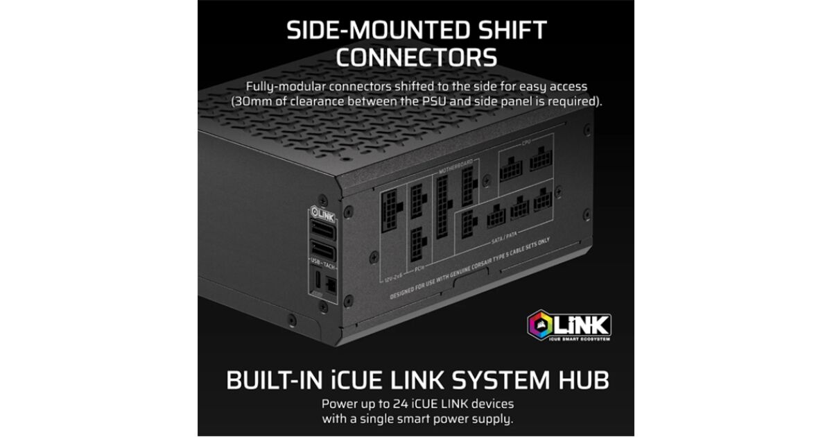 Corsair modularno napajanje, iCUE LINK HXi Shift serija, HX1000i Shift ...