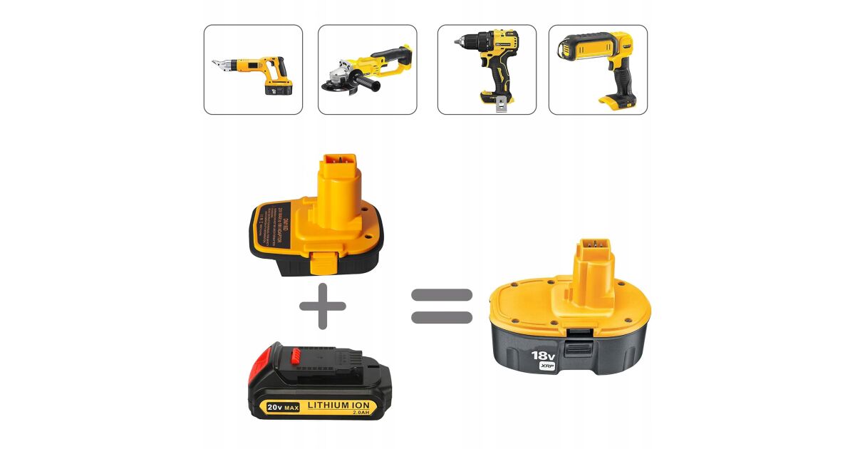 Adaptér DCA1820 pre Akumulátory 18V/20V – kompatibilný s DeWalt DCB201 ...