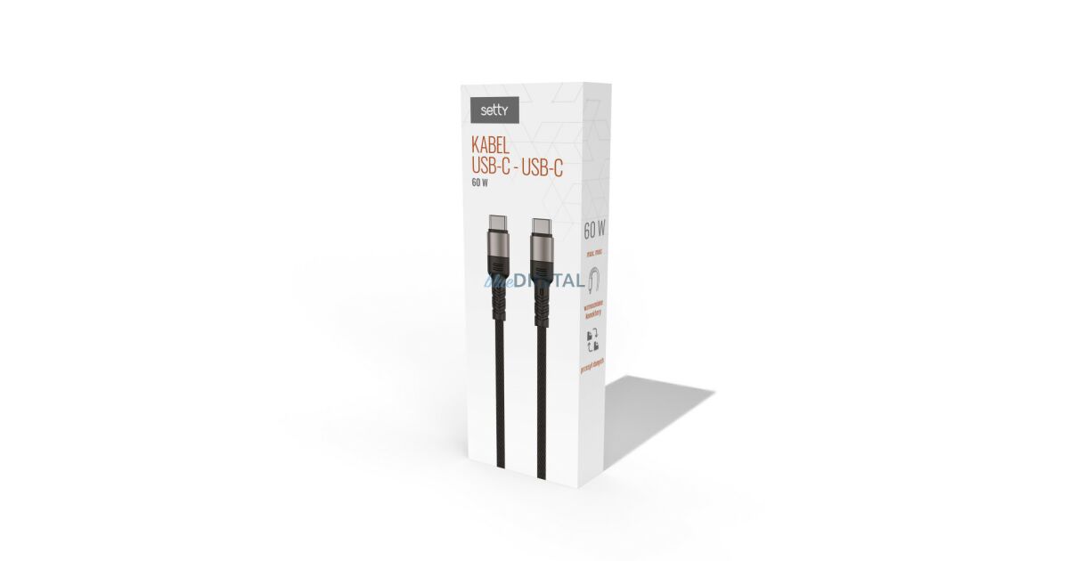 Setty kábel USB-C - USB-C 100W 1,0 m KSL-02 fekete JO | Pepita.hu