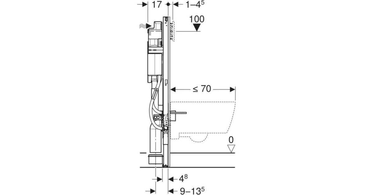 Geberit Duofix fali WC-szerelőelem Sigma 12 cm-es falsík alatti ...