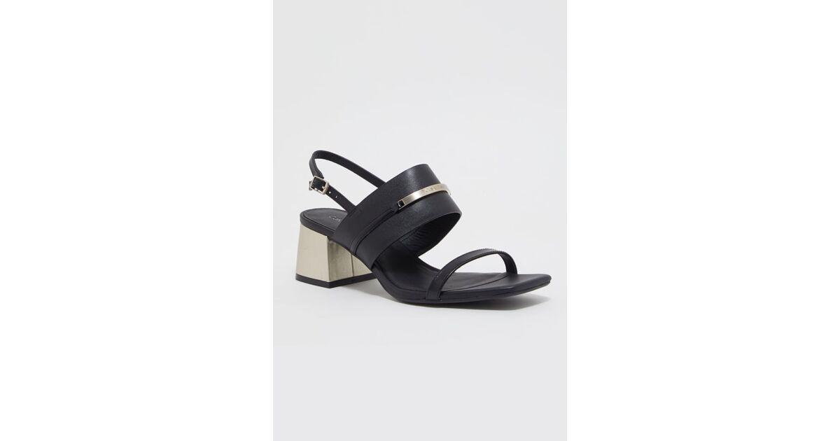 Sandale Calvin Klein Heel Sandal 45 Met Bar Lth HW0HW02012 39 EU Negru ...