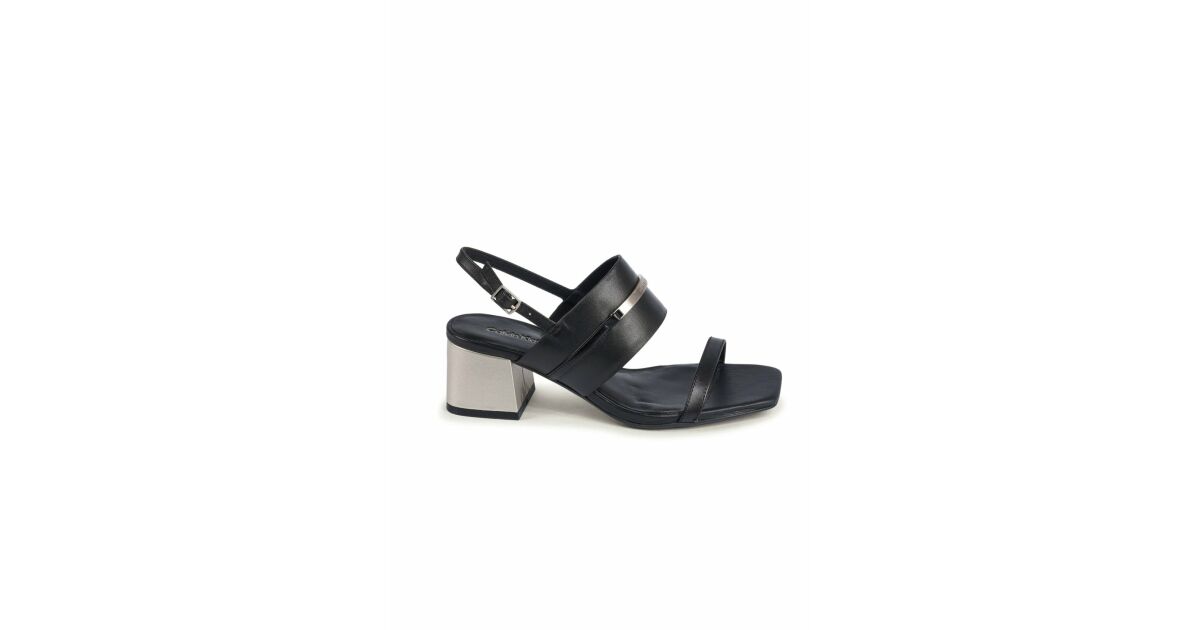 Sandale Calvin Klein Heel Sandal 45 Met Bar Lth HW0HW02012 40 EU Negru ...