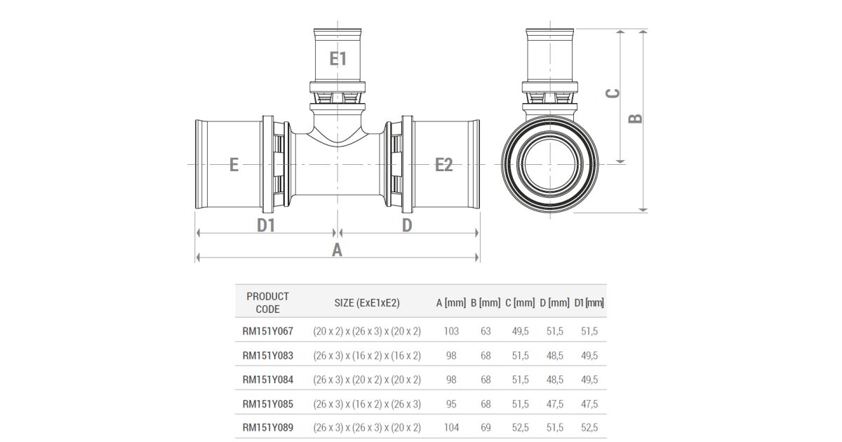 Teu redus presare multipla Giacomini RM151Y067, 20x2 x 26x3 x 20x2 mm ...