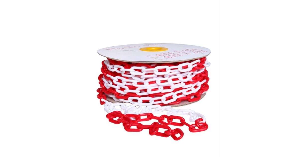 Czerwono-biały łańcuch plastikowy – 1 m, grubość 8 mm | Pepita.com