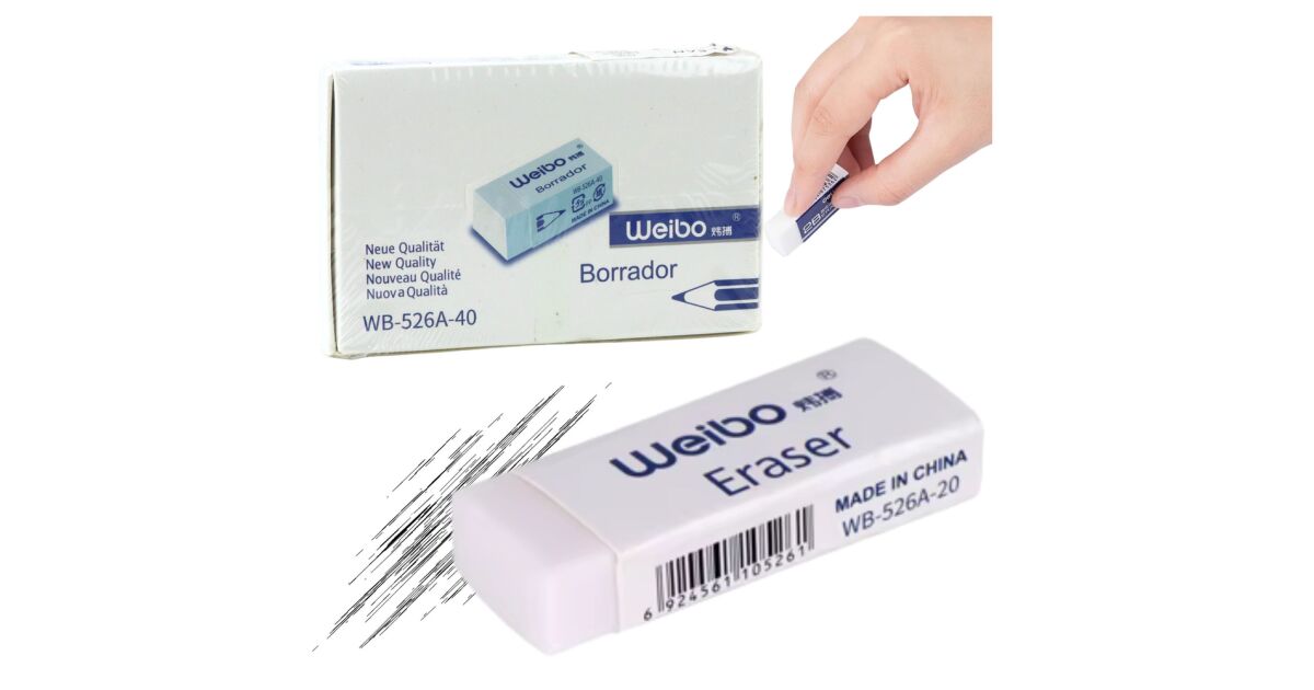 Gumă de șters albă școlară de birou WB-526A-40 3,5cm | Pepita.com