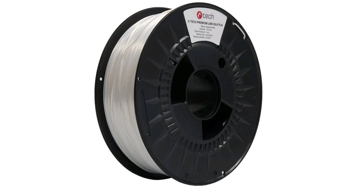 C-TECH Filament de imprimare (filament) PREMIUM LINE, Silk PLA, alb ...