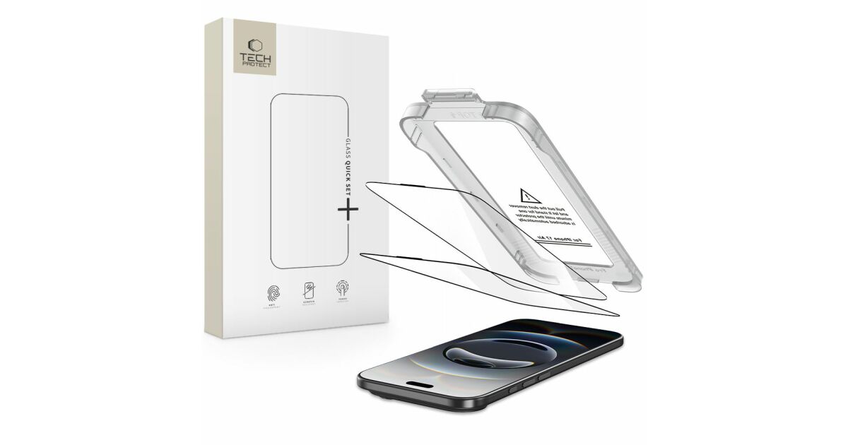 STICLĂ TEMPERATĂ TECH-PROTECT QUICK SET+ 2-PACK IPHONE 17 AIR BLACK ...