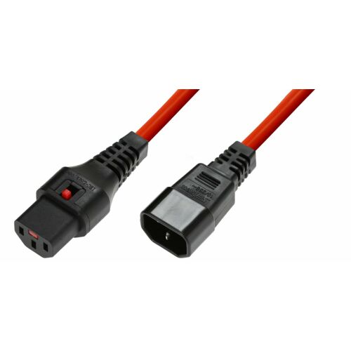 Cablu de alimentare MicroConnect C13 IEC Lock - C14 roșu 1,5 m, PC1476 ...