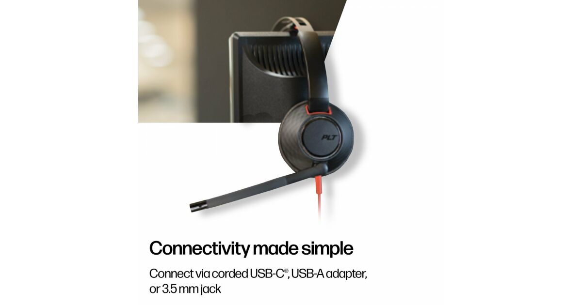 HP POLY Blackwire 5220 Stereo USB-C Headset +3.5mm Plug +USB | Pepita.com