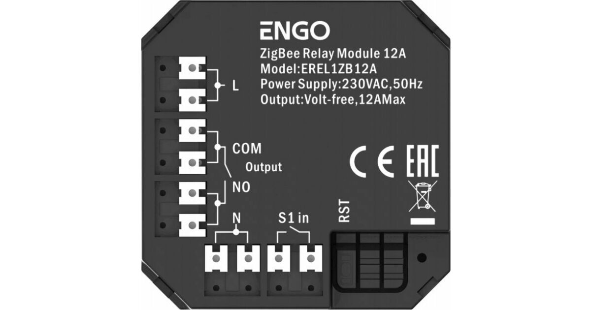 Engo Engo ZigBee relé az ENGO Smart rendszerhez, 1x12A, NO-COM EREL1ZB12A | Pepita.hu