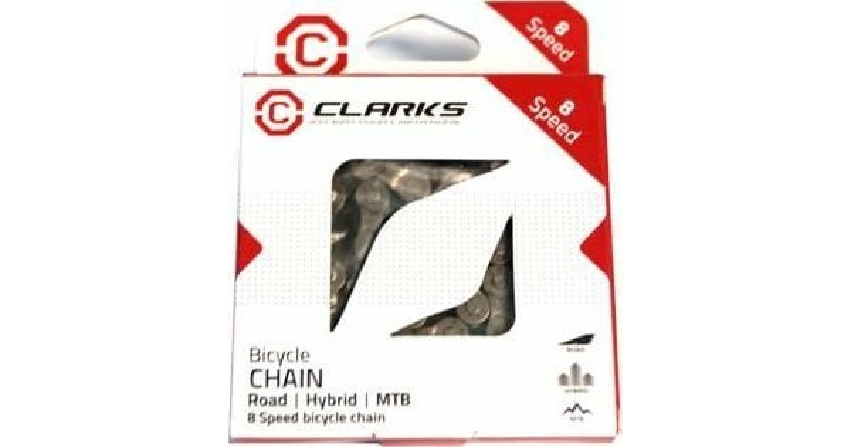 Lanț de bicicletă CLARKS C8E, 8-viteze, Cu clemă, Nichelat, Pentru biciclete electrice E-BIKE ...
