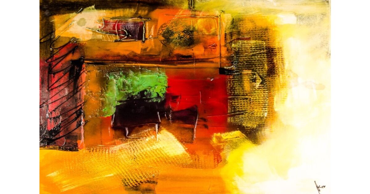 Öntapadó és mosható falfestmény Modern absztrakt festmény, 200 x 150 cm ...