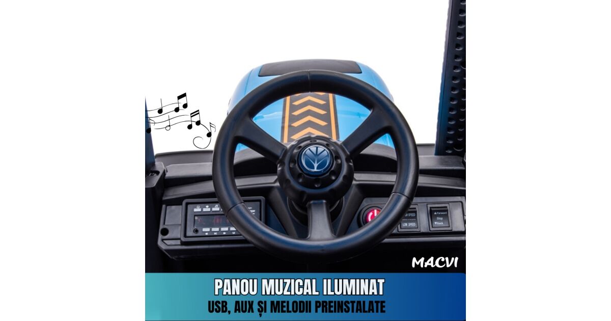 Kék elektromos traktor Macvi® 12V 10Ah motorok 2x35W bőrülés EVA ...