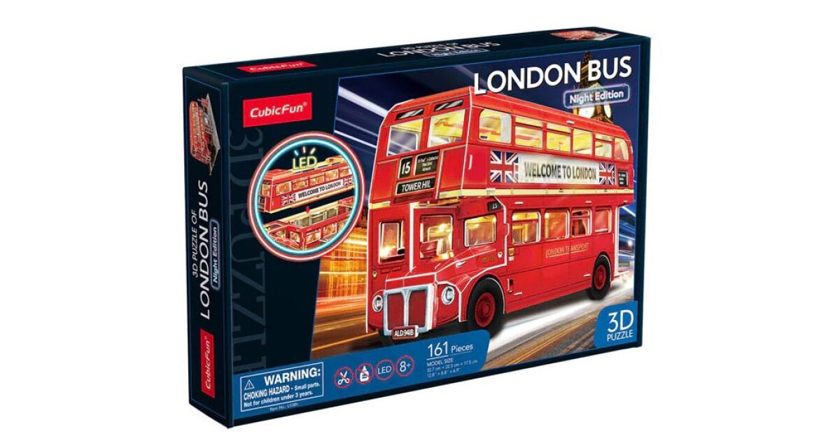 CubicFun London Bus LED Light 3D Puzzle L538h | Pepita.com