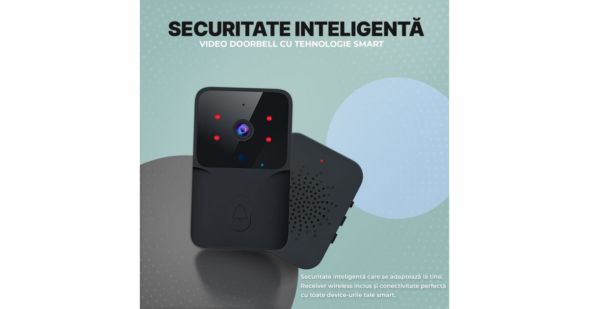 Sonerie Video cu Camera Digitala WiFi, Interfon Vocal pentru usa/poarta ...