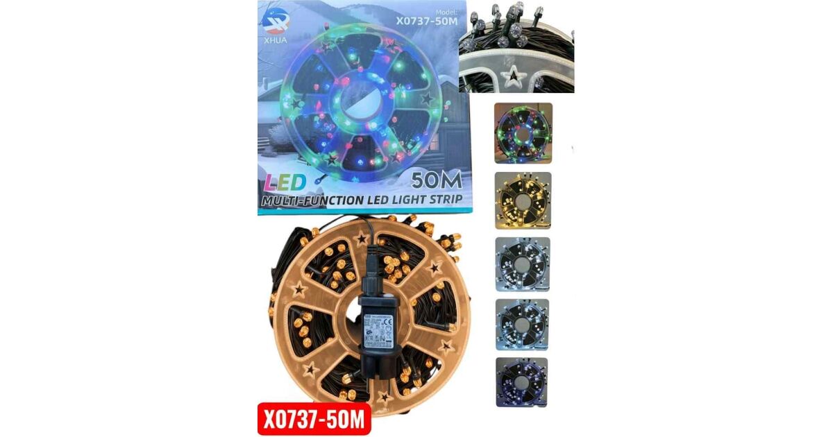 50 méteres BIG led Karácsonyi fényfűzér, Égősor Melegfehér Nagy ...