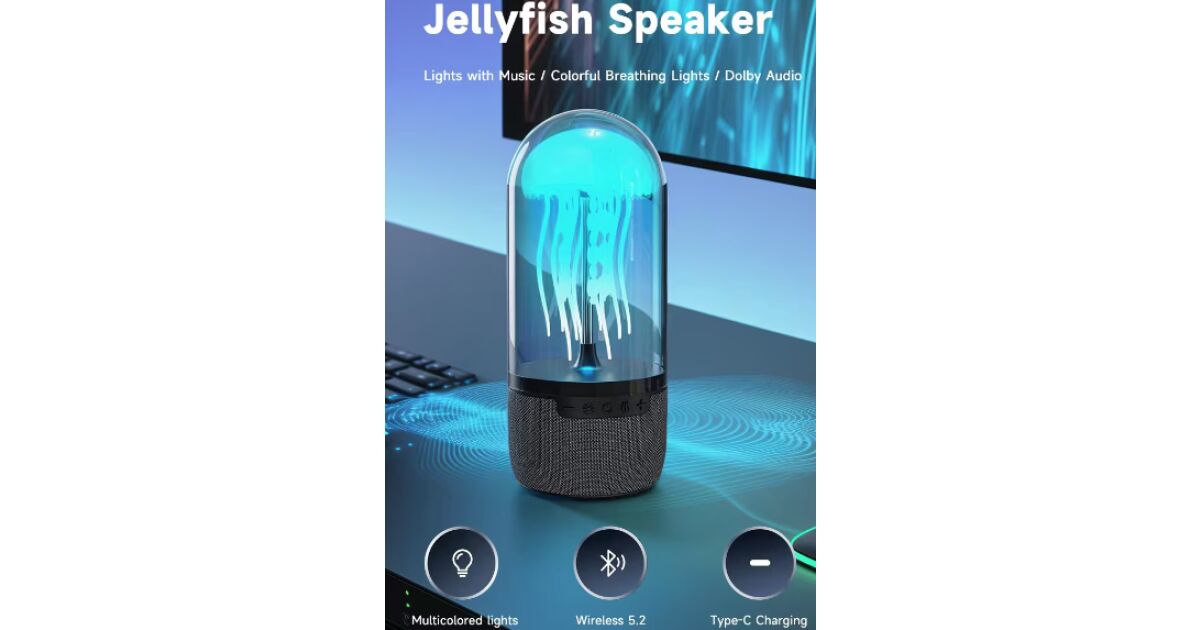 Boxa portabila cu design meduza efecte de iluminare 7 culori bluetooth ...