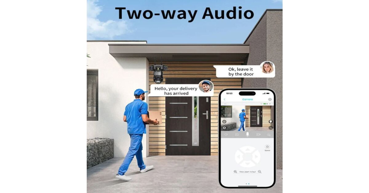 Camera de securitate Andowl G819 4G PTZ IP 8K 12MP cu lentila tripla ...