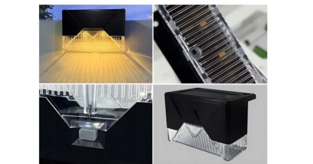 Set 4 Lampi Solare LED pentru scari gard stalpi rezistent la apa senzor ...