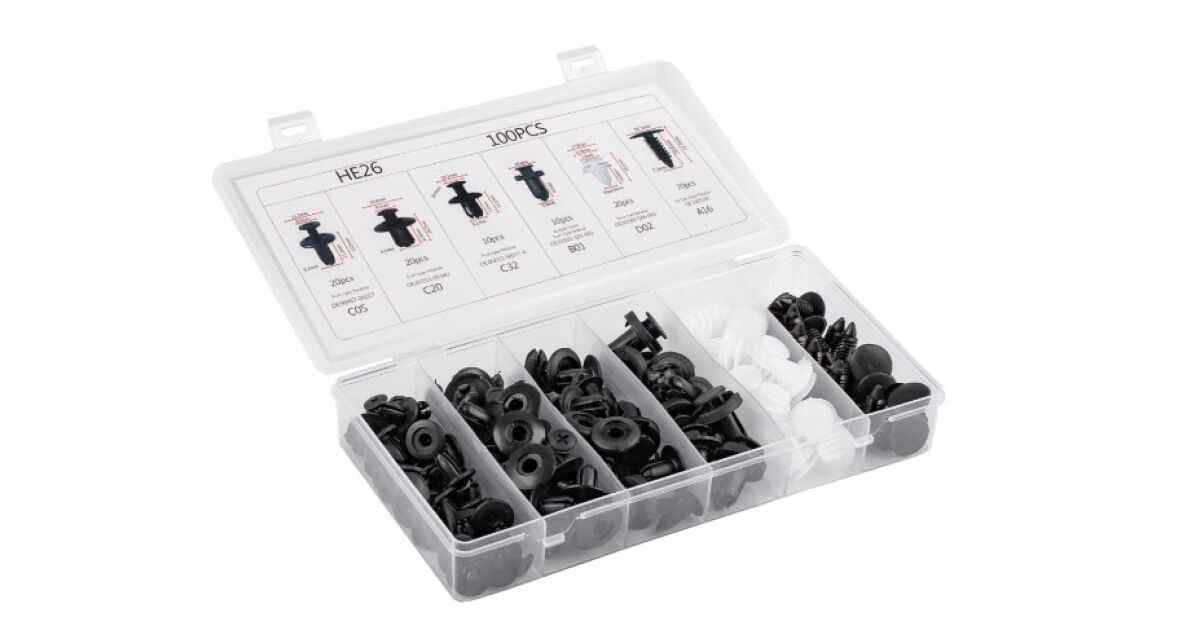Set Clipsuri Auto Universale 100 Piese HE26 de Fixare JK | Pepita.com