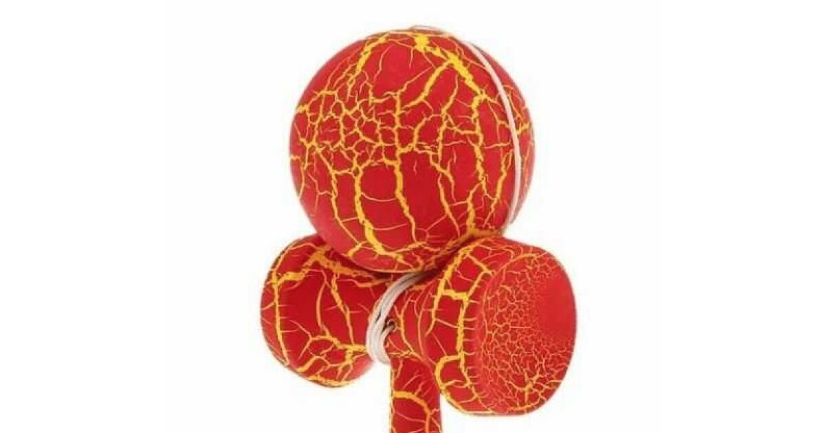 Kendama profesionala din lemn 18 cm model clasic cu design crapat ...