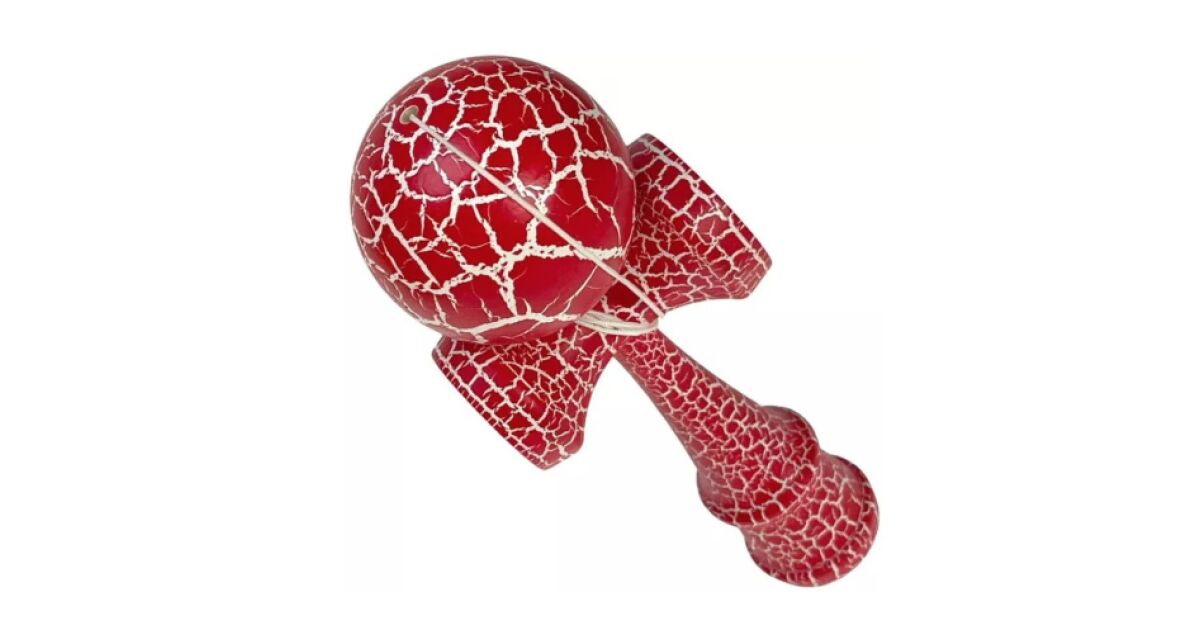 Kendama profesionala din lemn 18 cm model clasic cu design crapat ...