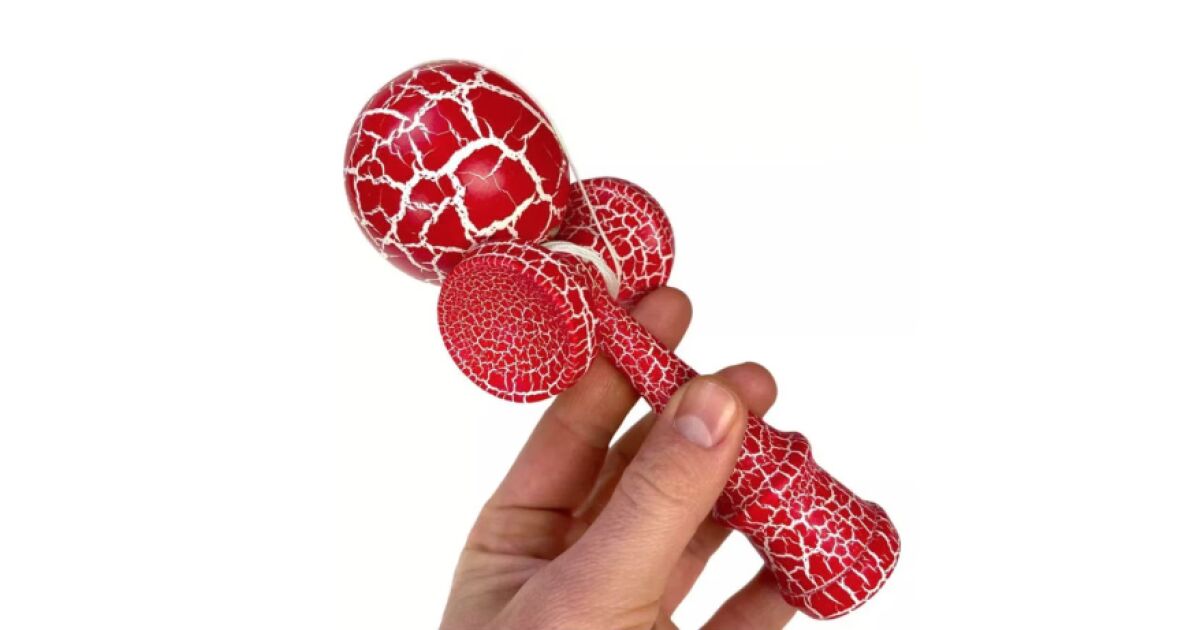 Kendama profesionala din lemn 18 cm model clasic cu design crapat ...