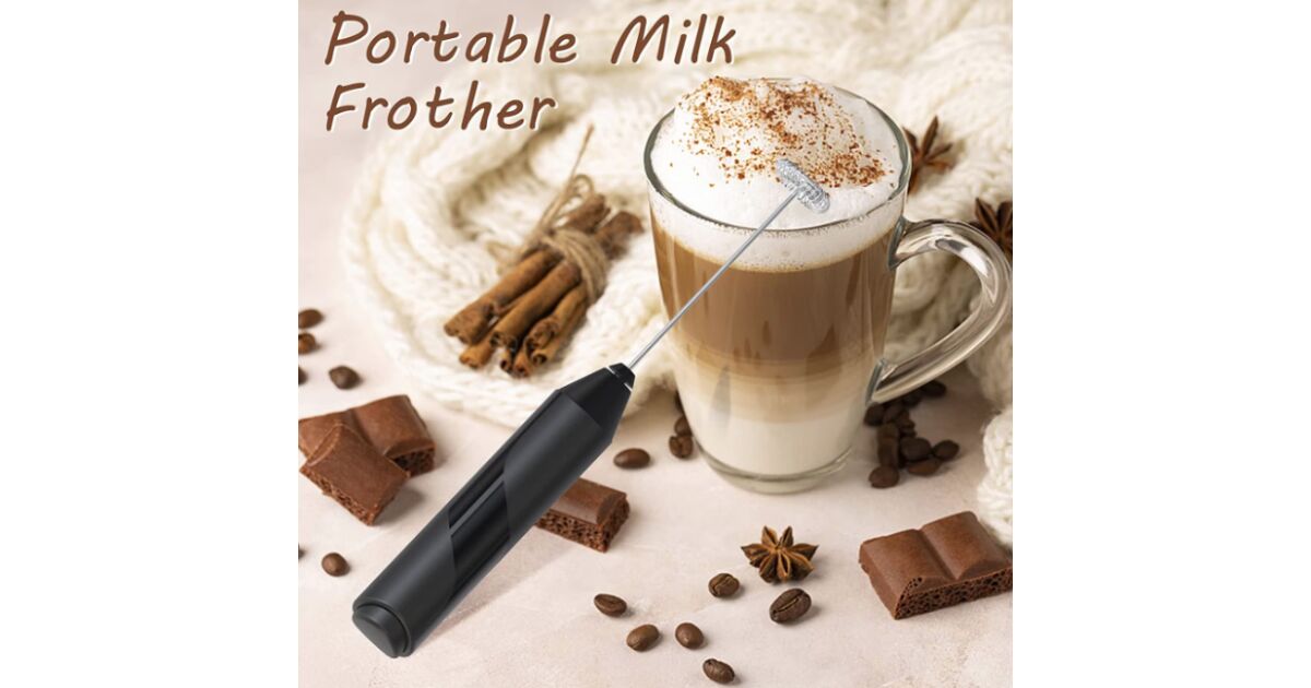 Mixer spuma de lapte negru cu stand vertical ideal pentru cappuccino ...