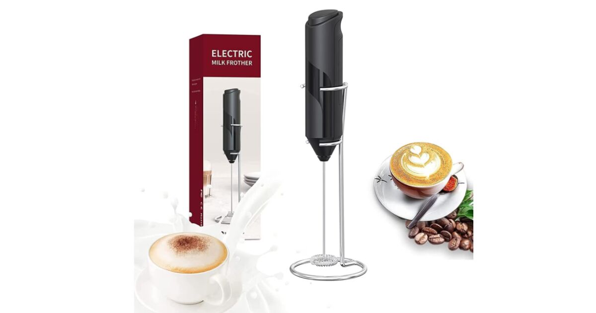 Mixer spuma de lapte negru cu stand vertical ideal pentru cappuccino ...