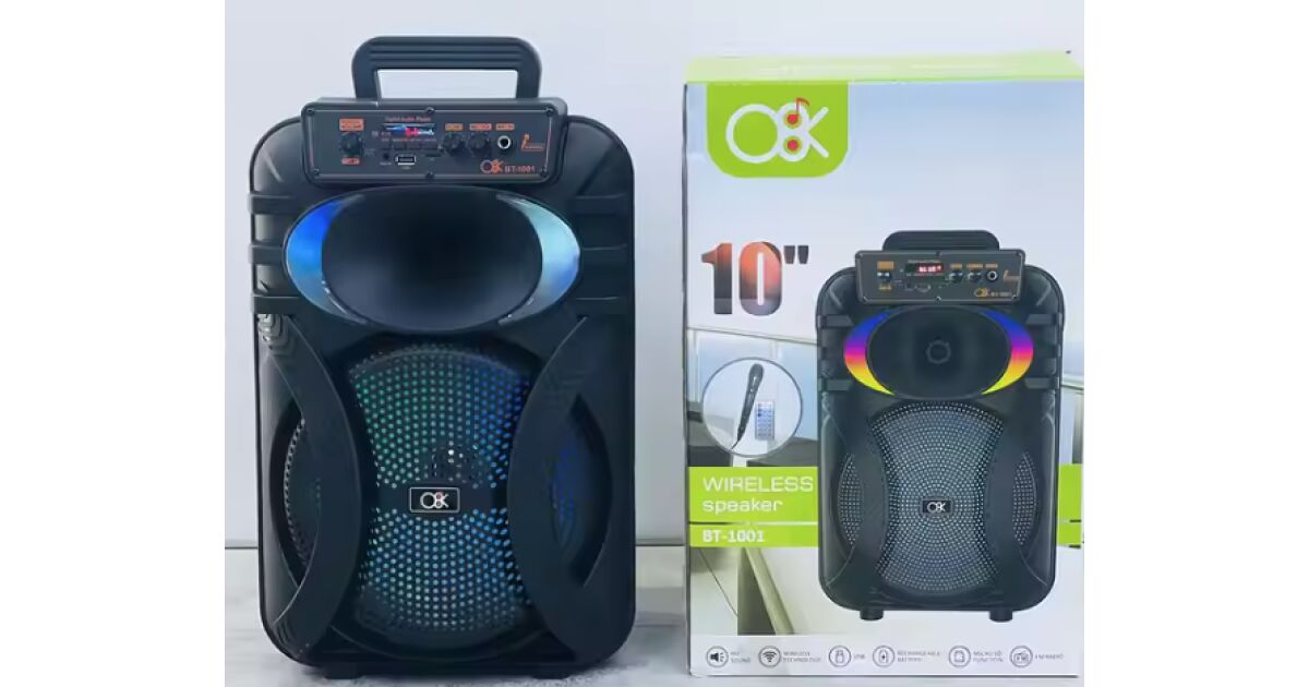 Boxa portabila cu bluetooth BT 1001 de 10 inch microfon led RGB ...