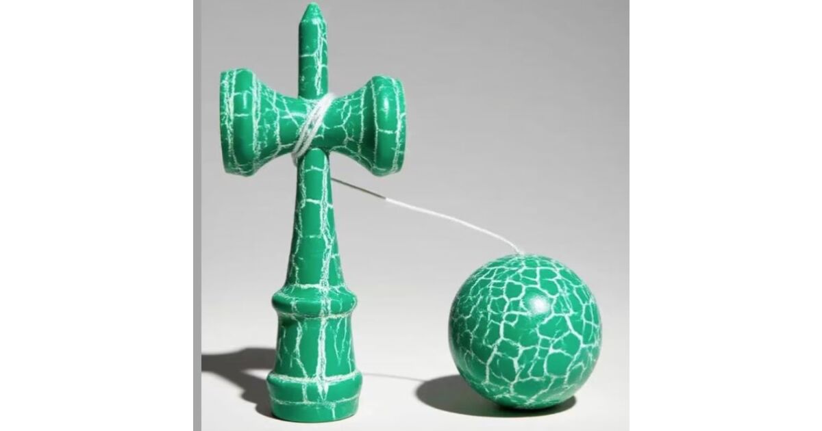 Kendama profesionala din lemn 18 cm model clasic cu design crapat ...