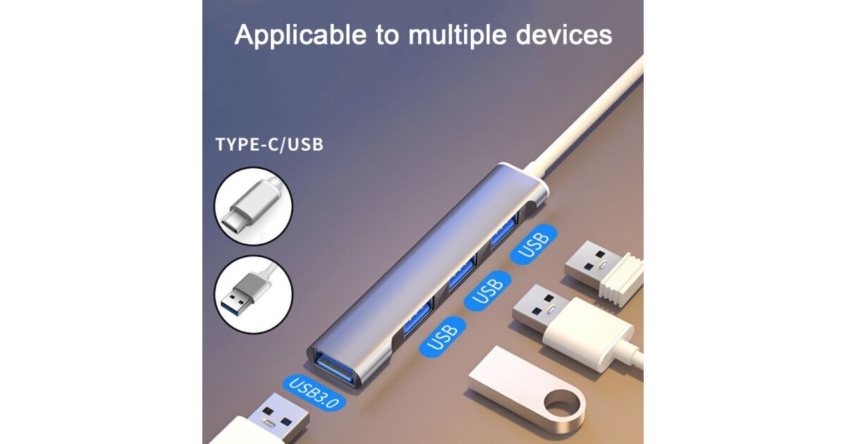 Adaptor Dongle Transfer de date tip C-USB si Splitter cu 4 porturi USB ...
