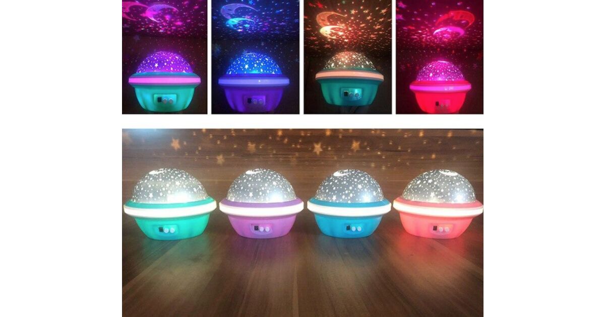 Lampa de veghe rotativa cu proiectie de stele si luna model planeta ...