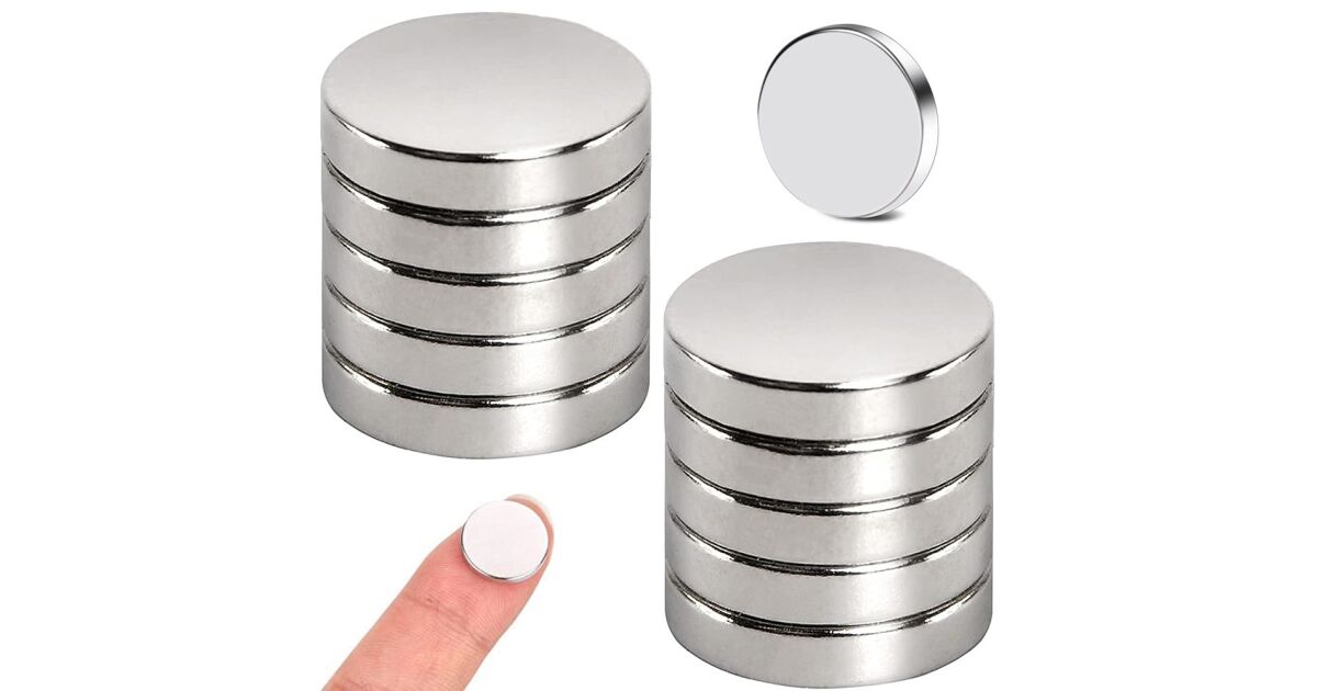 Set de Magneți Neodim, 10 bucăți, 10mm x 2mm, cu Acoperire Anticorozivă ...