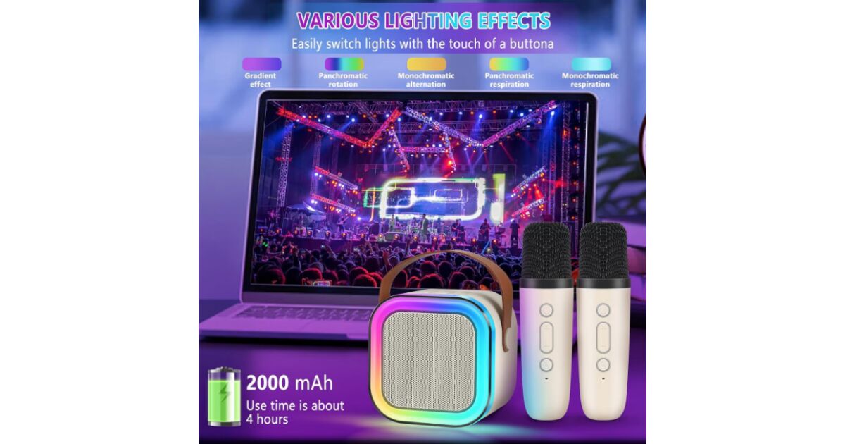 Set 2 Microfoane Karaoke cu boxa portabila K12 | Pepita.com