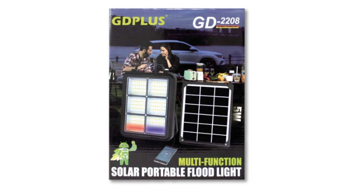 Proiector solar GD PLUS 2208B 4 tipuri de iluminare incarcare telefon ...