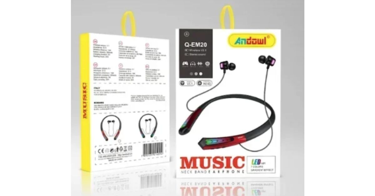 Casti wireless Andowl Q EM20 Bluetooth cu 7 culori LED | Pepita.com