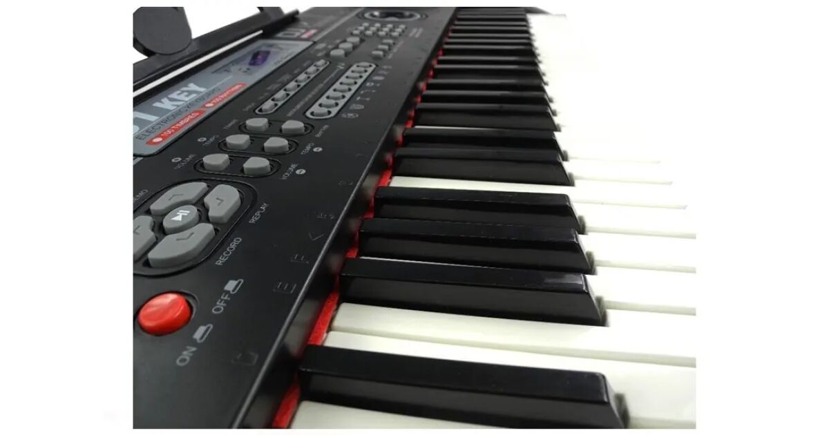 Tastatură modernă USB neagră cu microfon și suport de partituri - 61 de ...
