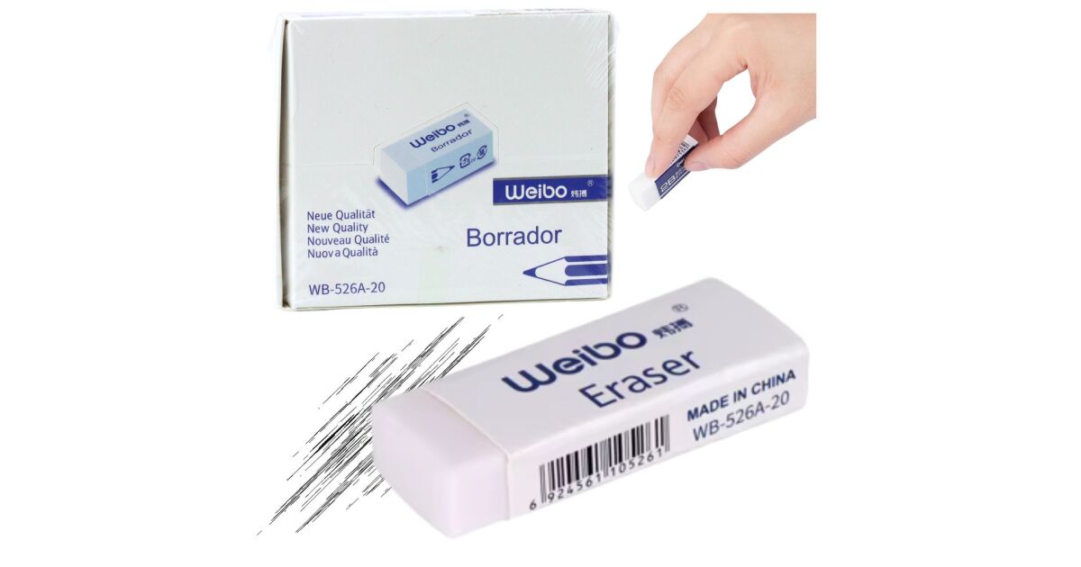 Radiera albă pentru școală și birou WB-526A -20 6cm | Pepita.com