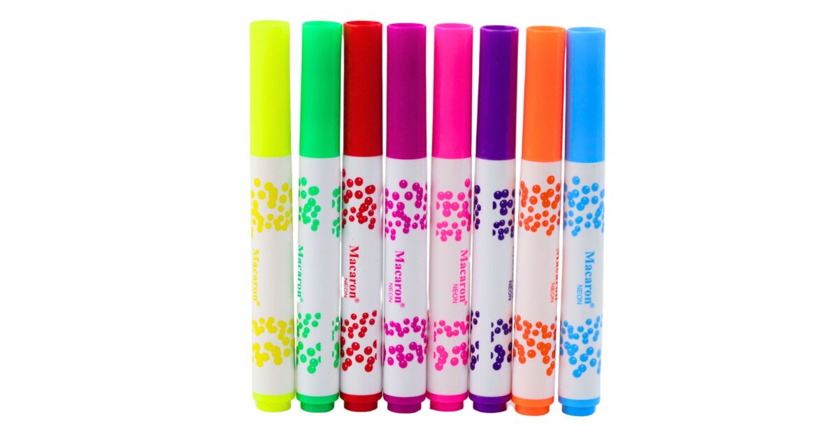 Set markeri neon pentru școală, cerneală pe bază de apă, colorate, 8 ...