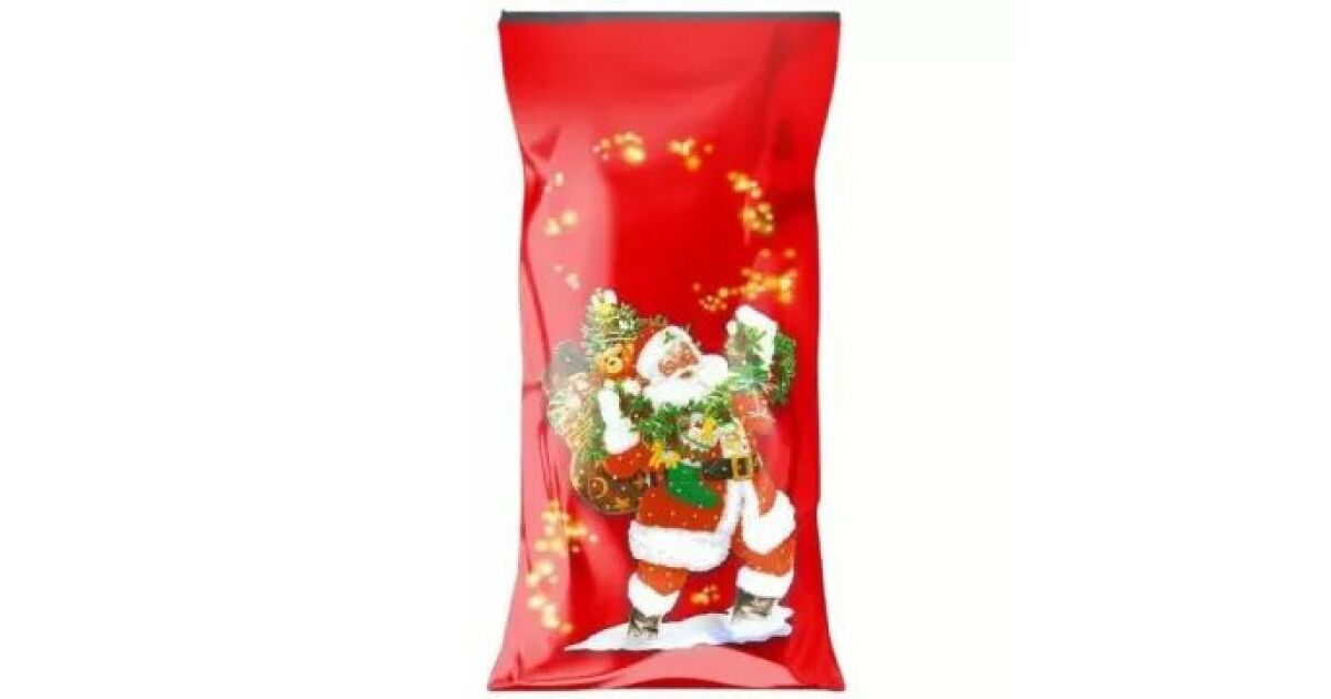 Mikulás zacskó puttonyos télapó mintával - 15 x 35 cm | Pepita.hu
