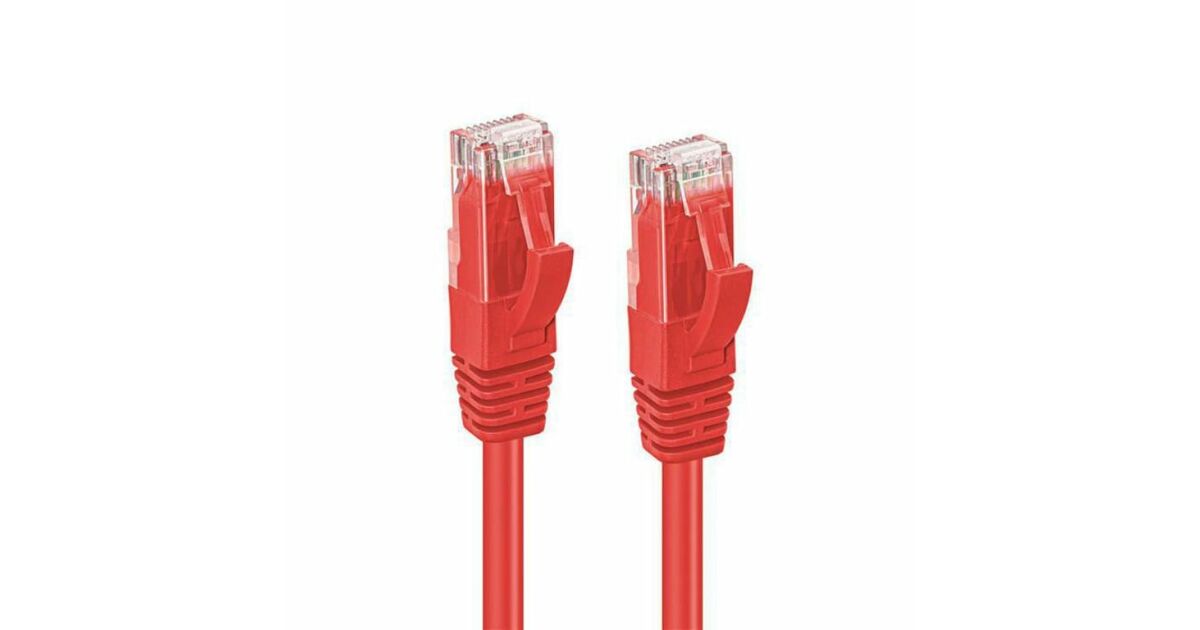 Cablu de rețea MicroConnect U/UTP CAT5e 10M roșu PVC neecranat, PVC ...