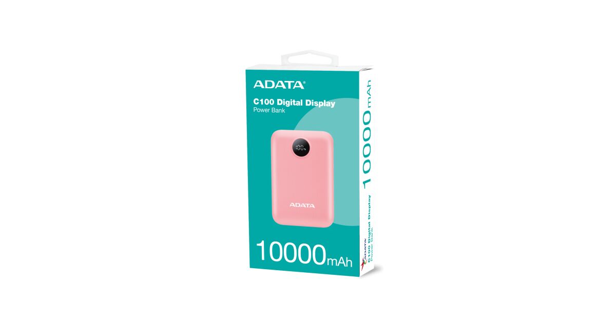 A-Data C100 Powerbank USB-A + Type-C / 10000mAh 20W - Rózsaszín | Pepita.hu