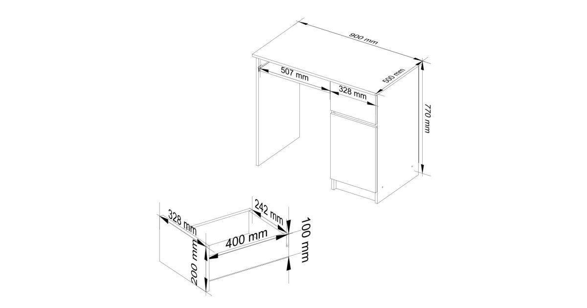 Birou computer PIKSE cu sertar, dulap si polita glisanta pentru ...